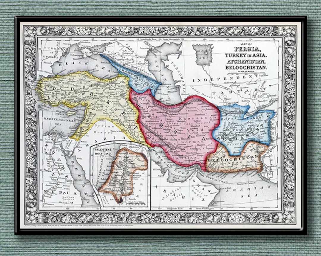 Map of Persia and Turkey From 1863 is a Perfect Christmas Gift - Etsy