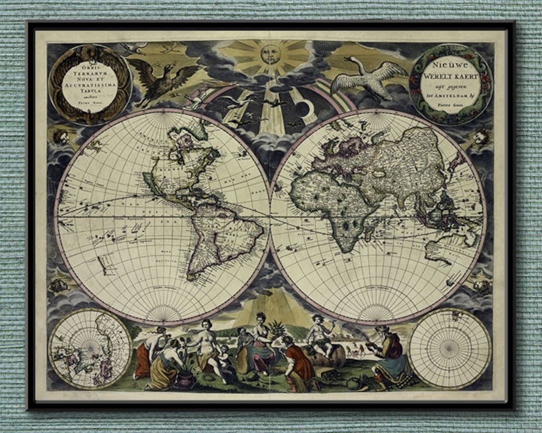 World Map From 1668 is a Perfect Christmas Gift - Etsy