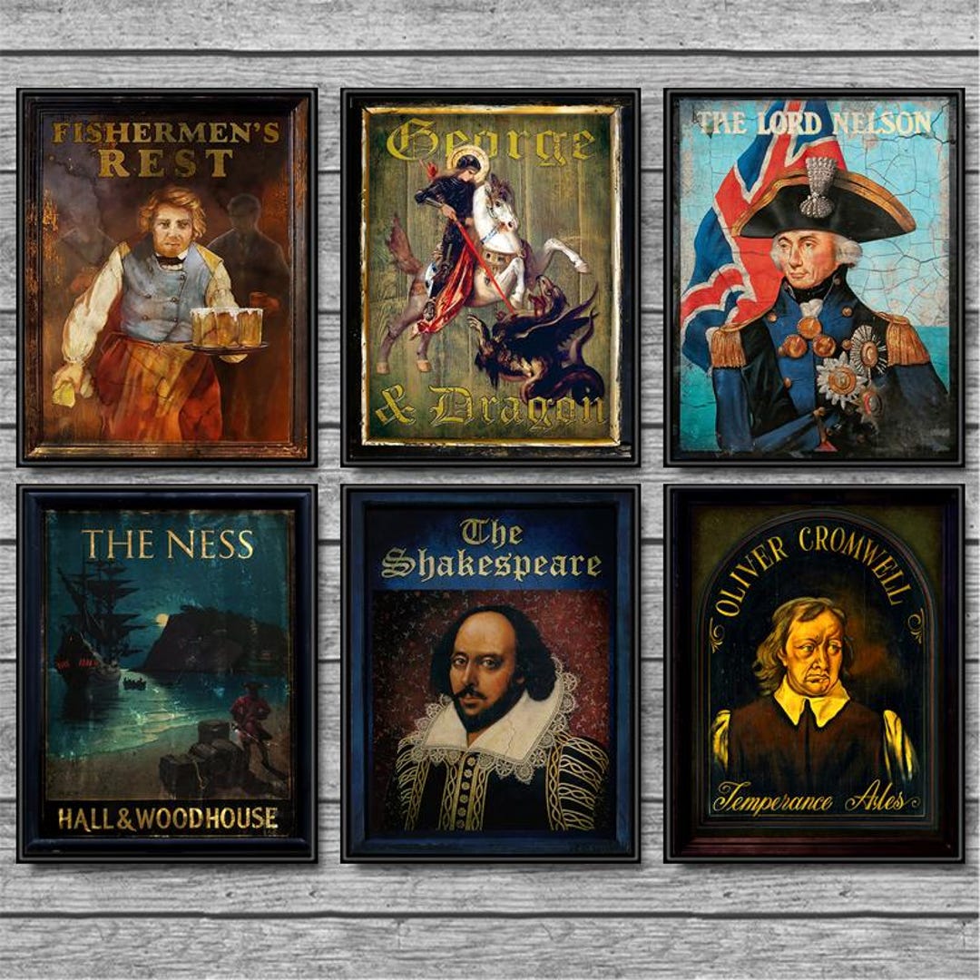 Old English Pub Signs Set 4 - Etsy