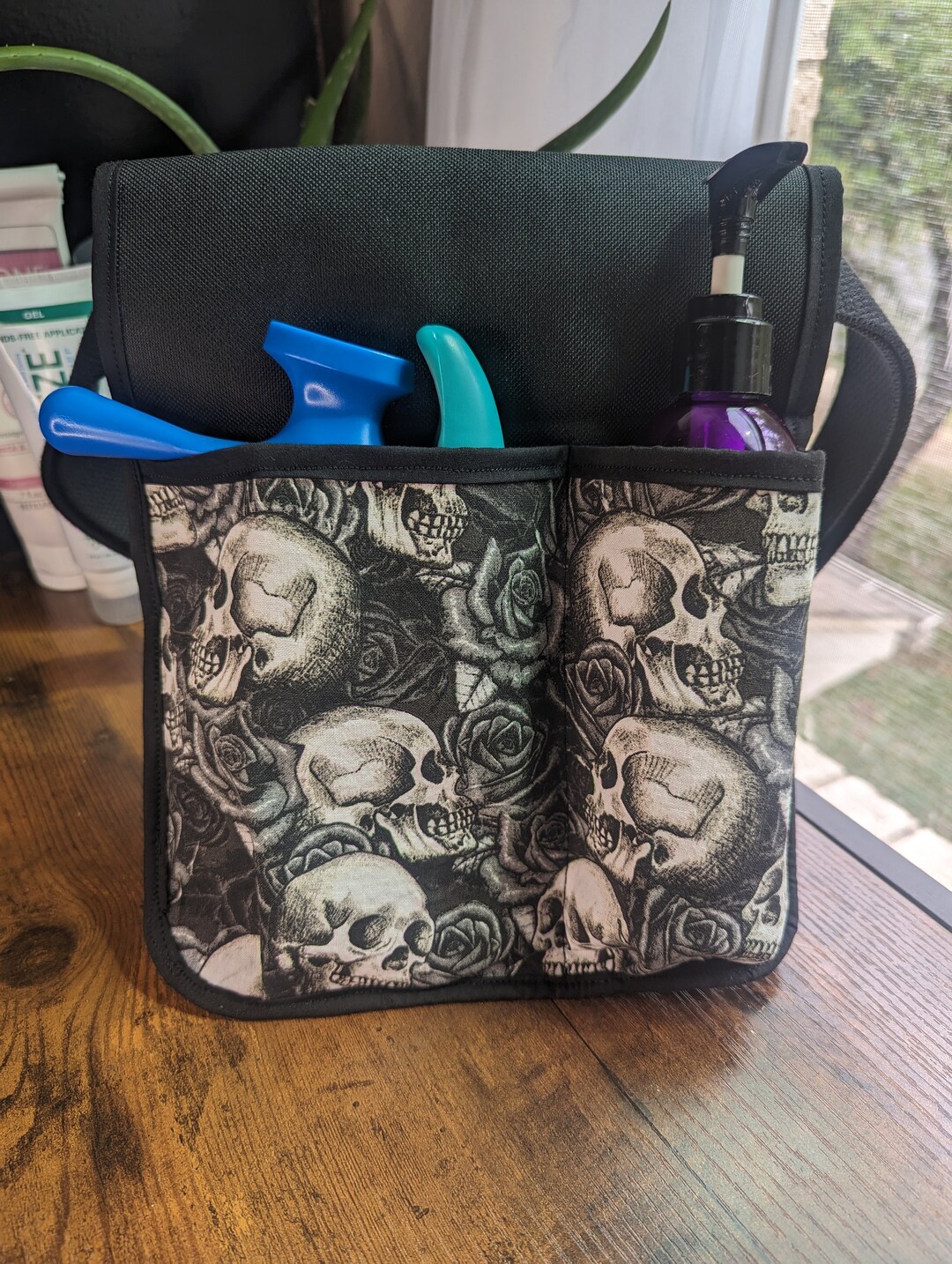 Skull and Roses Massage Therapist Lotion Holster With Tool Pocket and ...