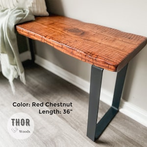 Handmade Entryway Bench W/ Black Square Base Legs Rustic Country ...