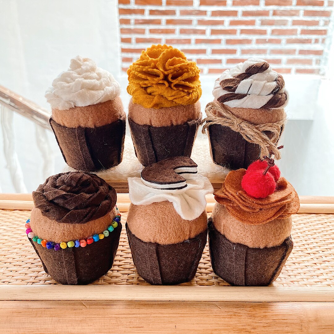Felt Play Food Muffin Set of 6, Felt Food, Play Food for the Shop, Felt ...