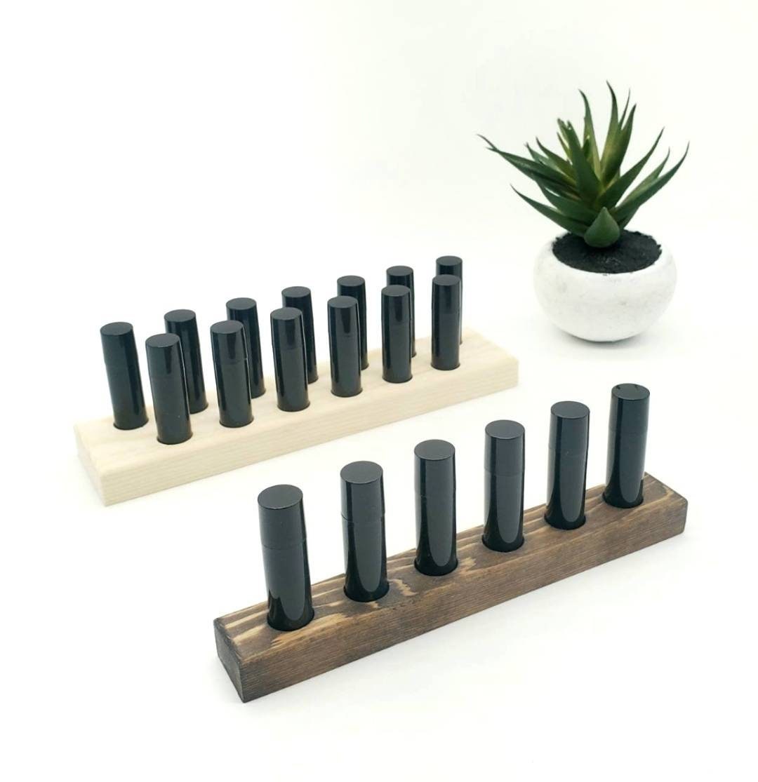 Lip Balm Displays for 0.15 Oz Plastic Tubes - 1 or 2 Row - Offset Holes ...
