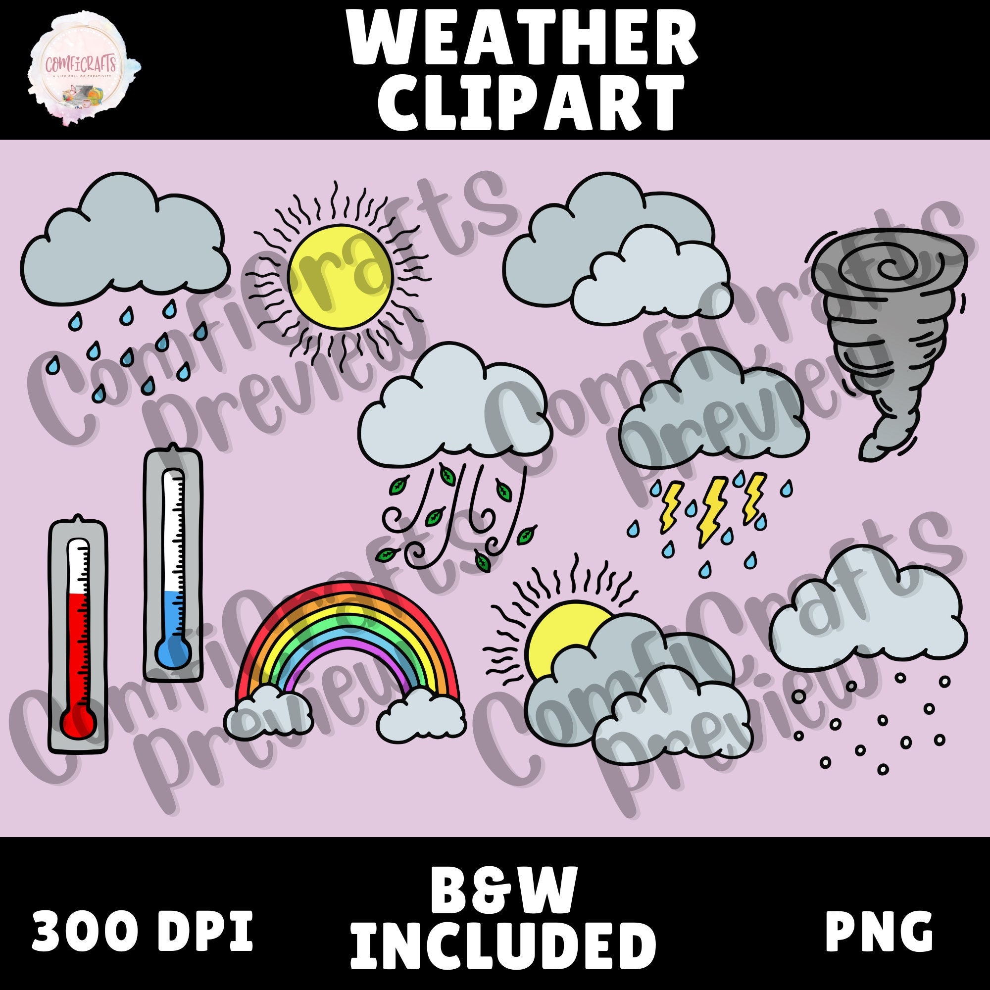 Weather Clipart Set Commercial & Personal Use - Etsy Ireland