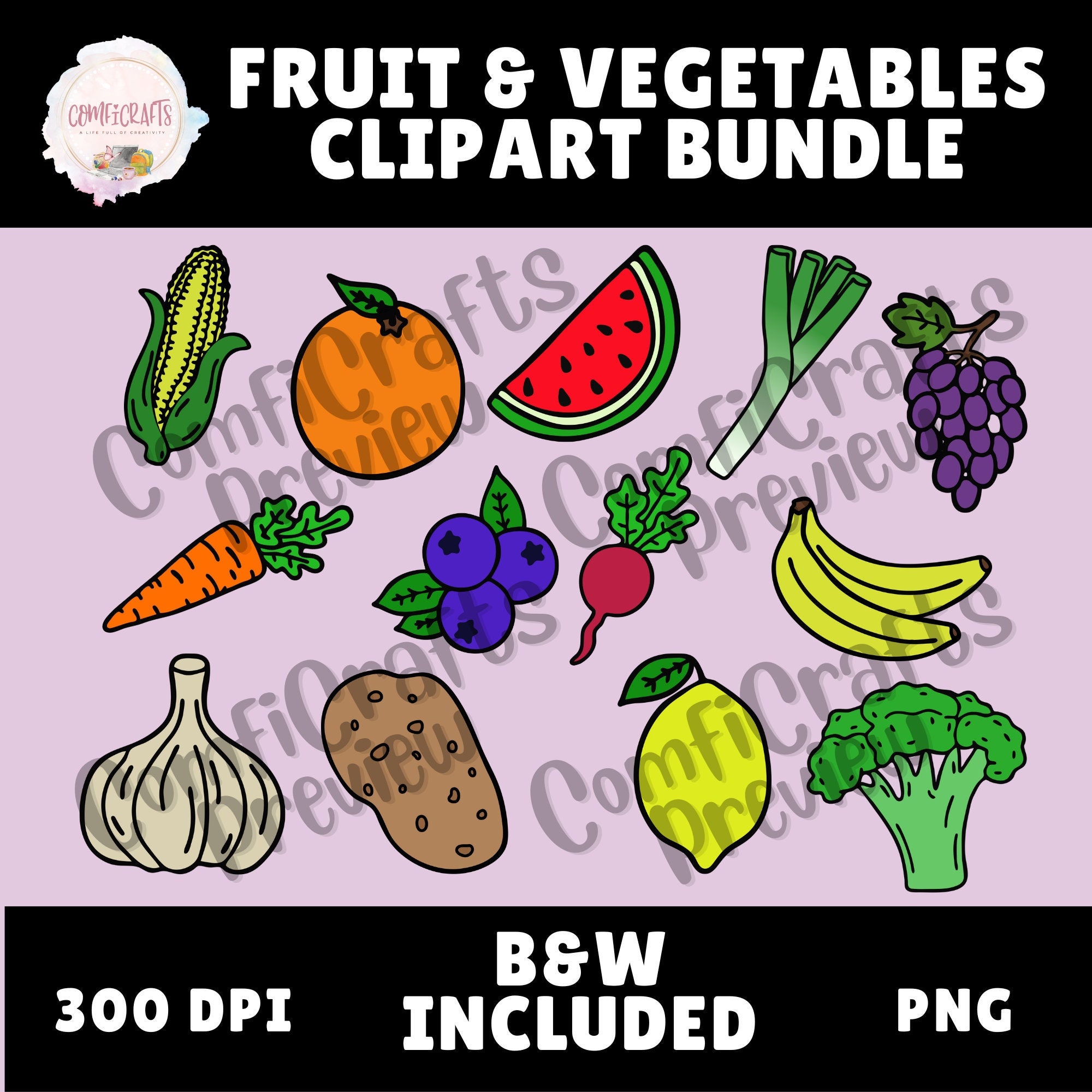 Vegetable Clipart Set Commercial & Personal Use - Etsy