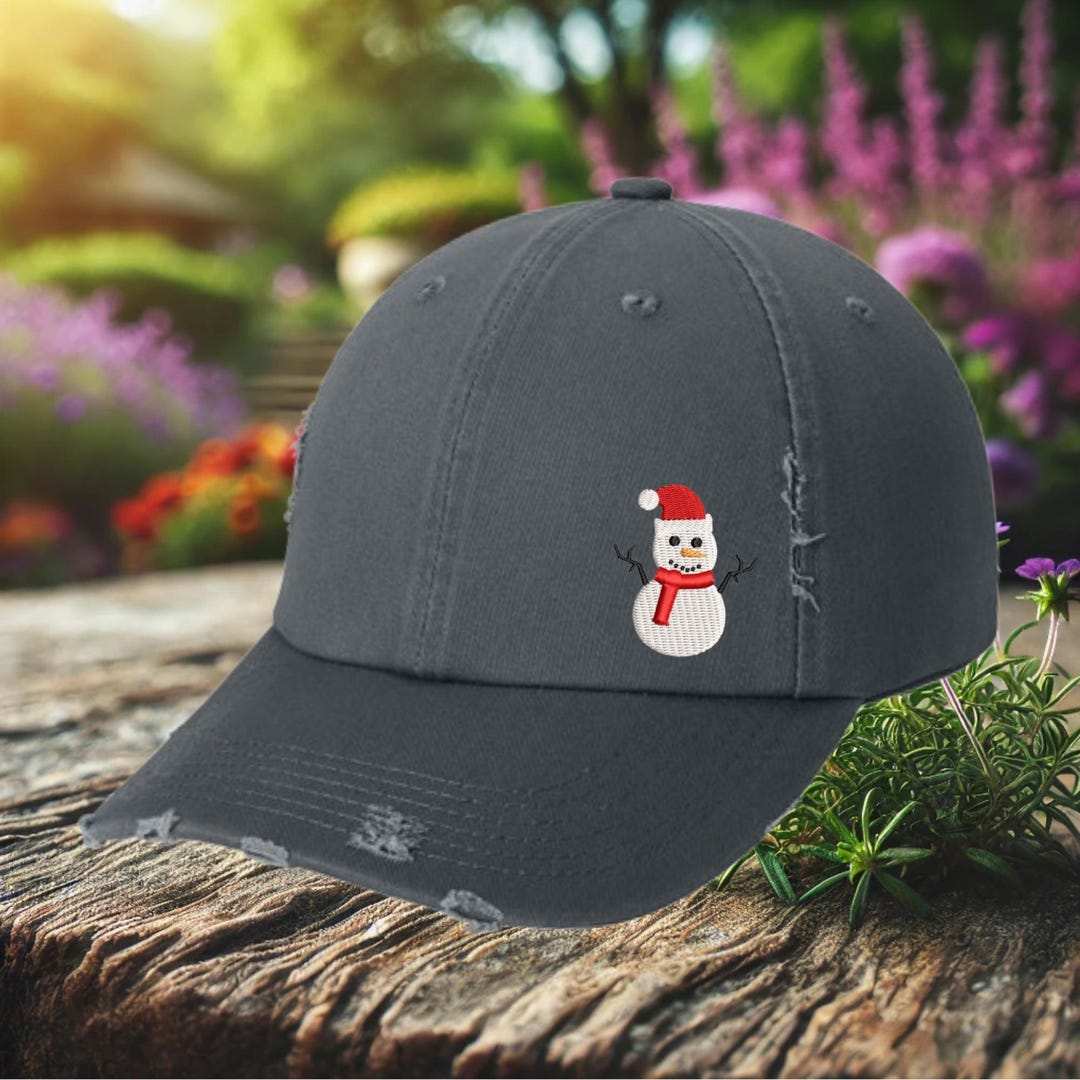 Snowman Christmas Cap,festive Winter Holiday Cap With Cute Embroidered ...