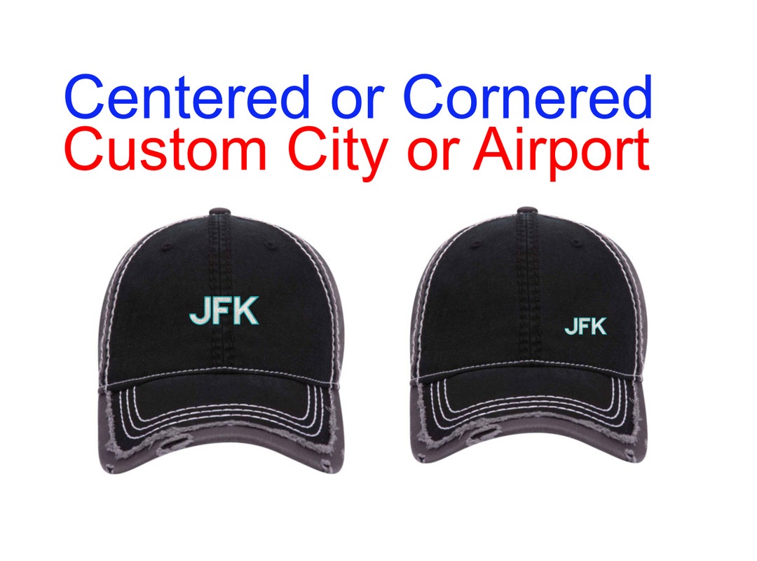 Airport Name Hat, Distressed Travel Hat, Airport Ball Cap ...