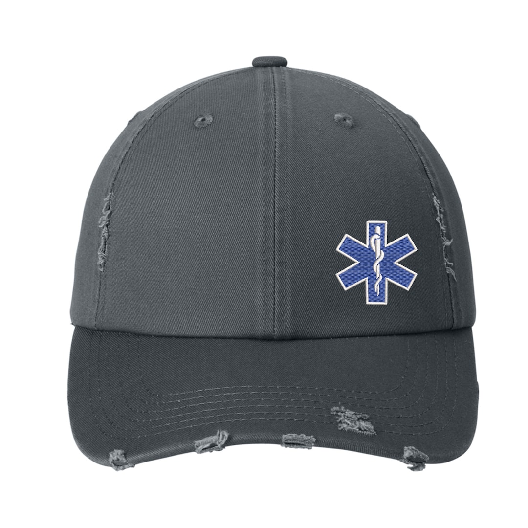 EMT Star of Life Hat, EMT Hat, EMT Gift, Distressed Baseball Cap ...