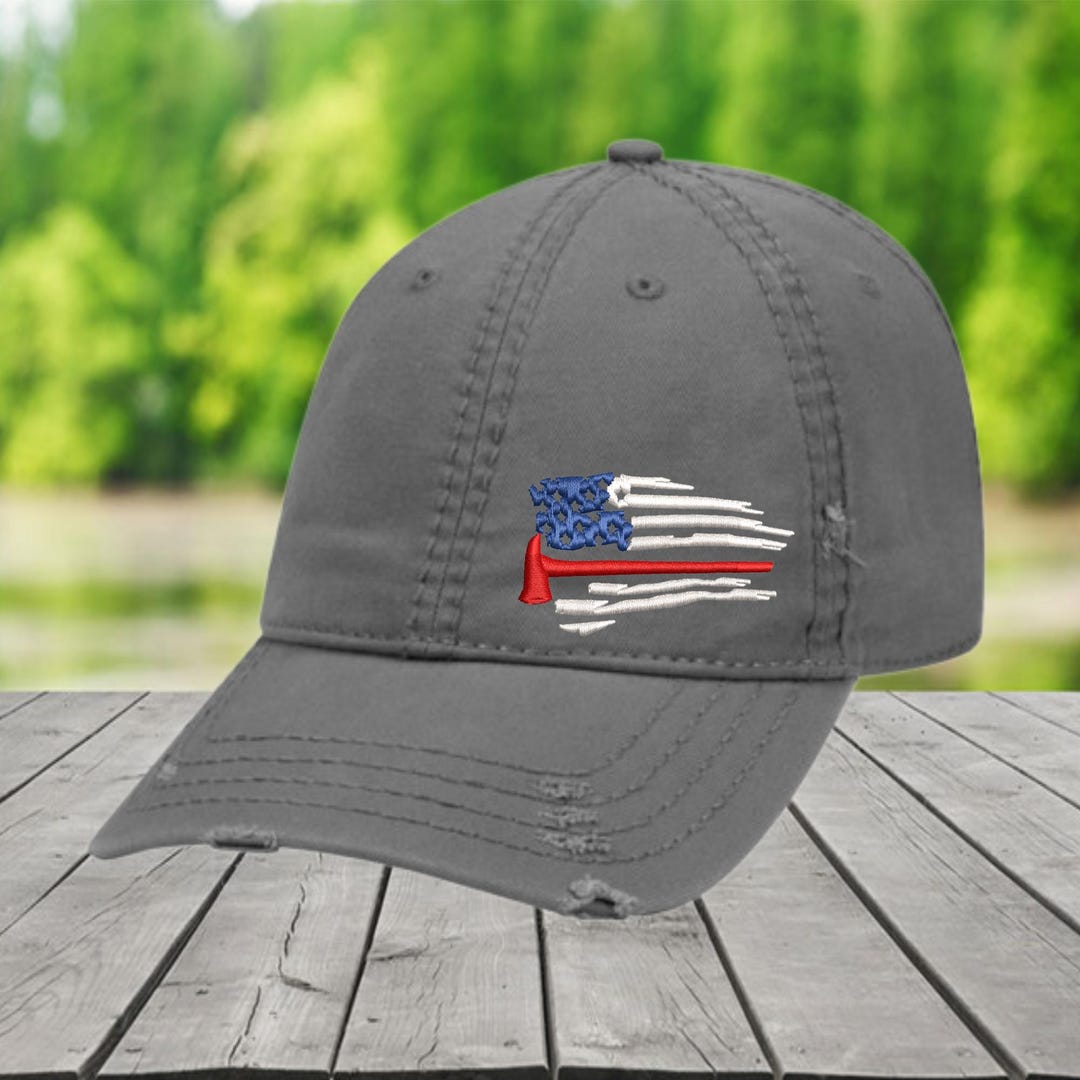 Fireman Ax Flag Hat, Red Line Firefighter Hat, Firefighter Flag Hat,firefighter Wife Gift ...