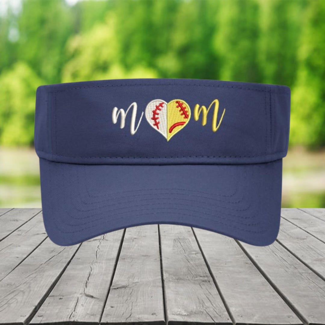 Split Baseball and Softball Heart Visor, Baseball & Softball Mom Visor ...