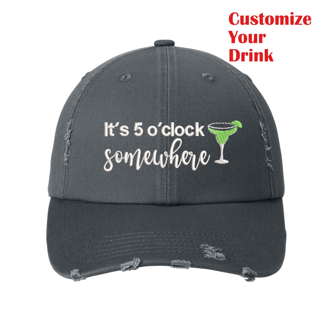 It's 5 Clock Somewhere Hat, Bartender Hat, Bar Tender,distressed ...