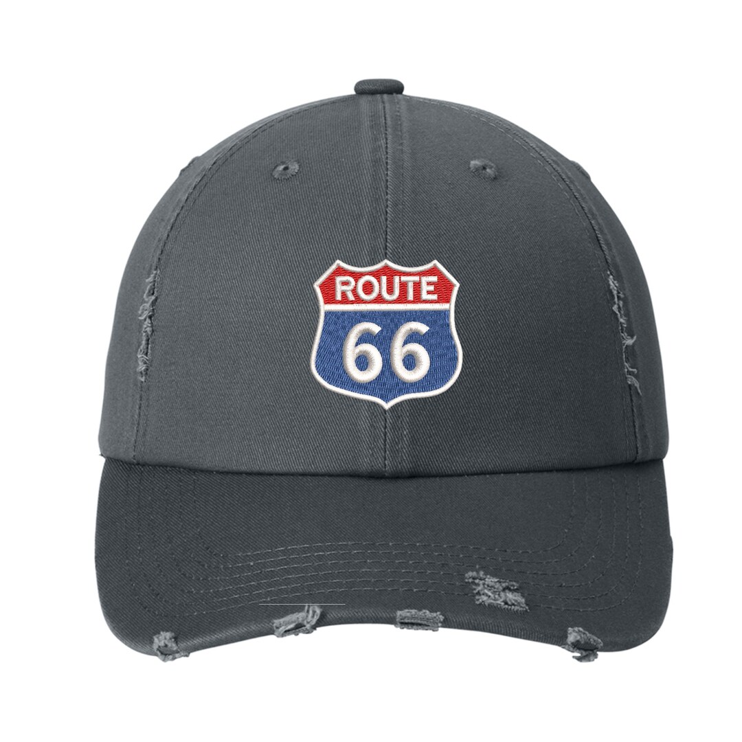 Distressed Route 66 Hat: Cotton Baseball Cap - Etsy