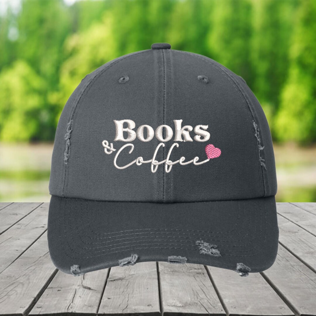 Books and Coffee Hat, Book Lover Hat, Coffee Lover Gift, Bookish Hat ...