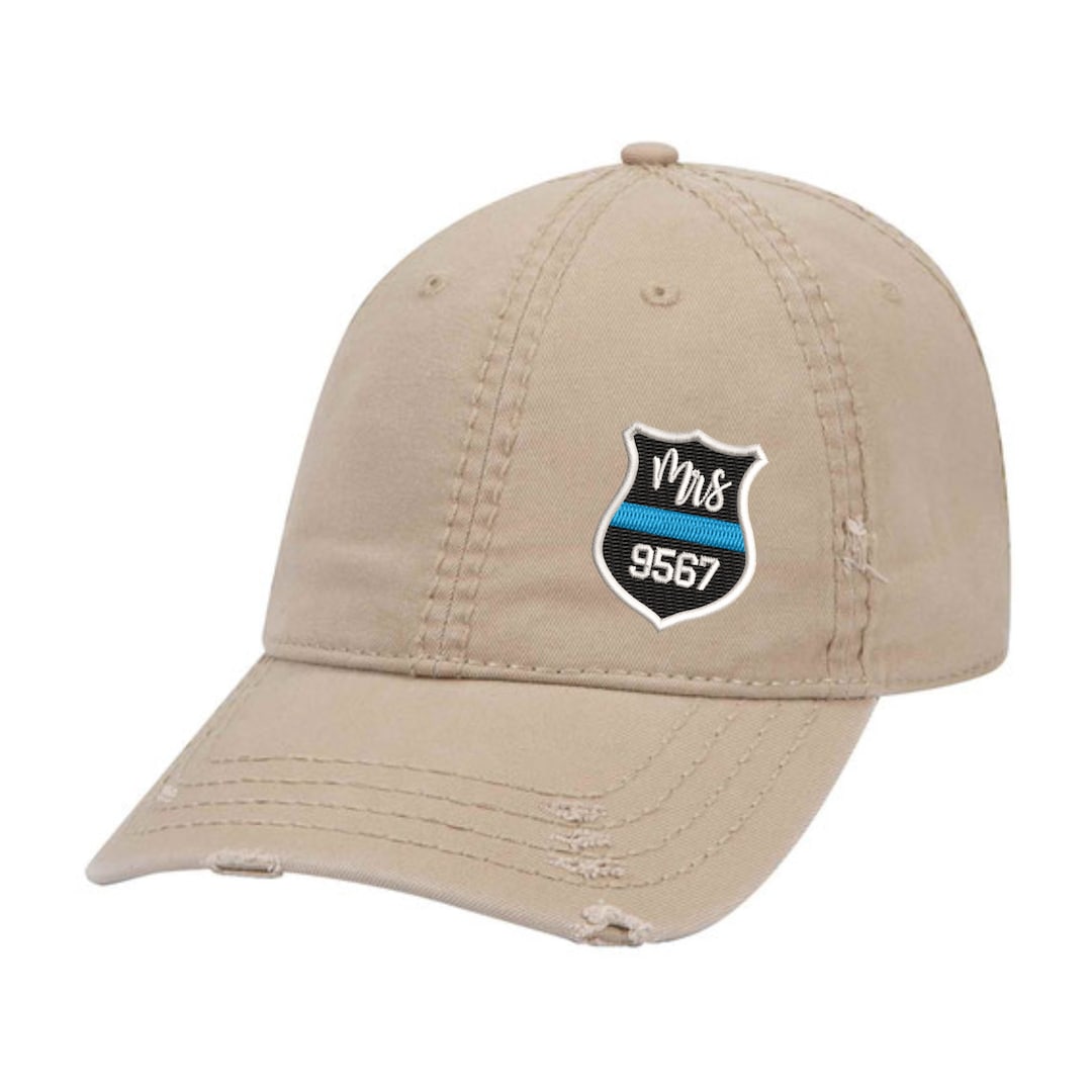 Police Wife With Badge Number Hat, Thin Blue Line Hat, Police Wife Hat ...