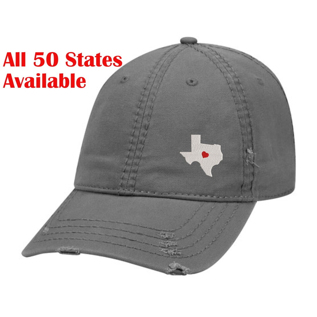 State Heart Hat, States Love Hat, State Distressed Hat,50 States Hat ...