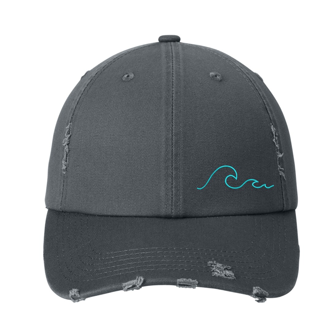 Waves Distressed Baseball Cap, Waves Hat, Ocean Waves Hat, Beach Trip ...
