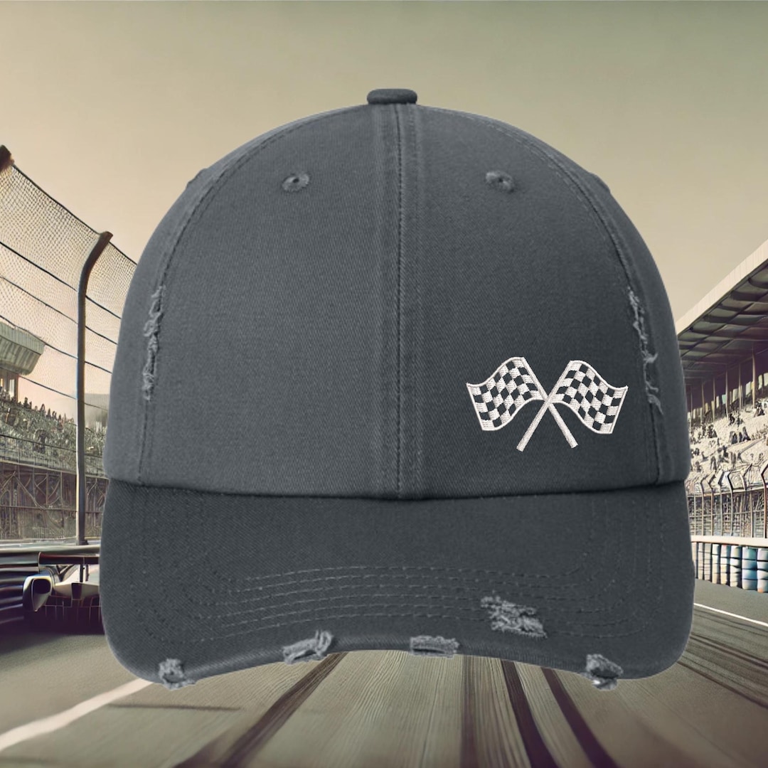 Checkered Flag Racing Hat: Distressed Motorsports Cap - Etsy