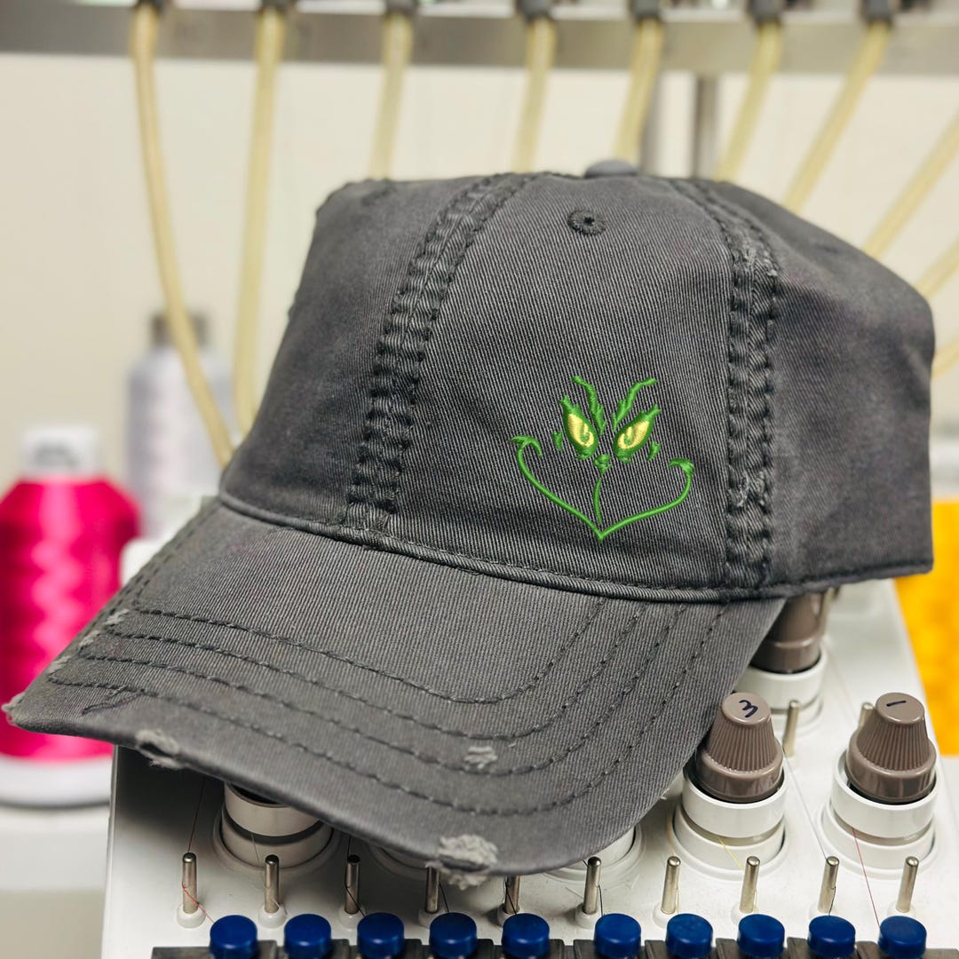 Grinch Embroidered Christmas Hat: Mischievous Holiday Baseball Cap - Etsy