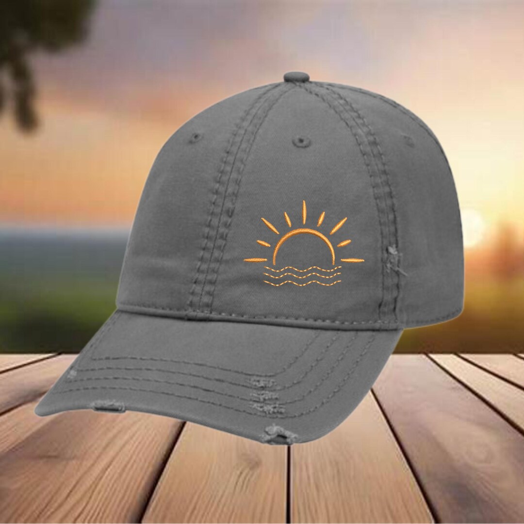 Sunrise Hat | Distressed Baseball Cap | Beach Hat | Summer Hat | Nature ...