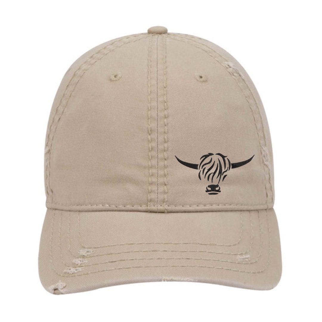Highland Cow Hat, Distressed Baseball Cap, Highland Cow Gift, Heifer ...
