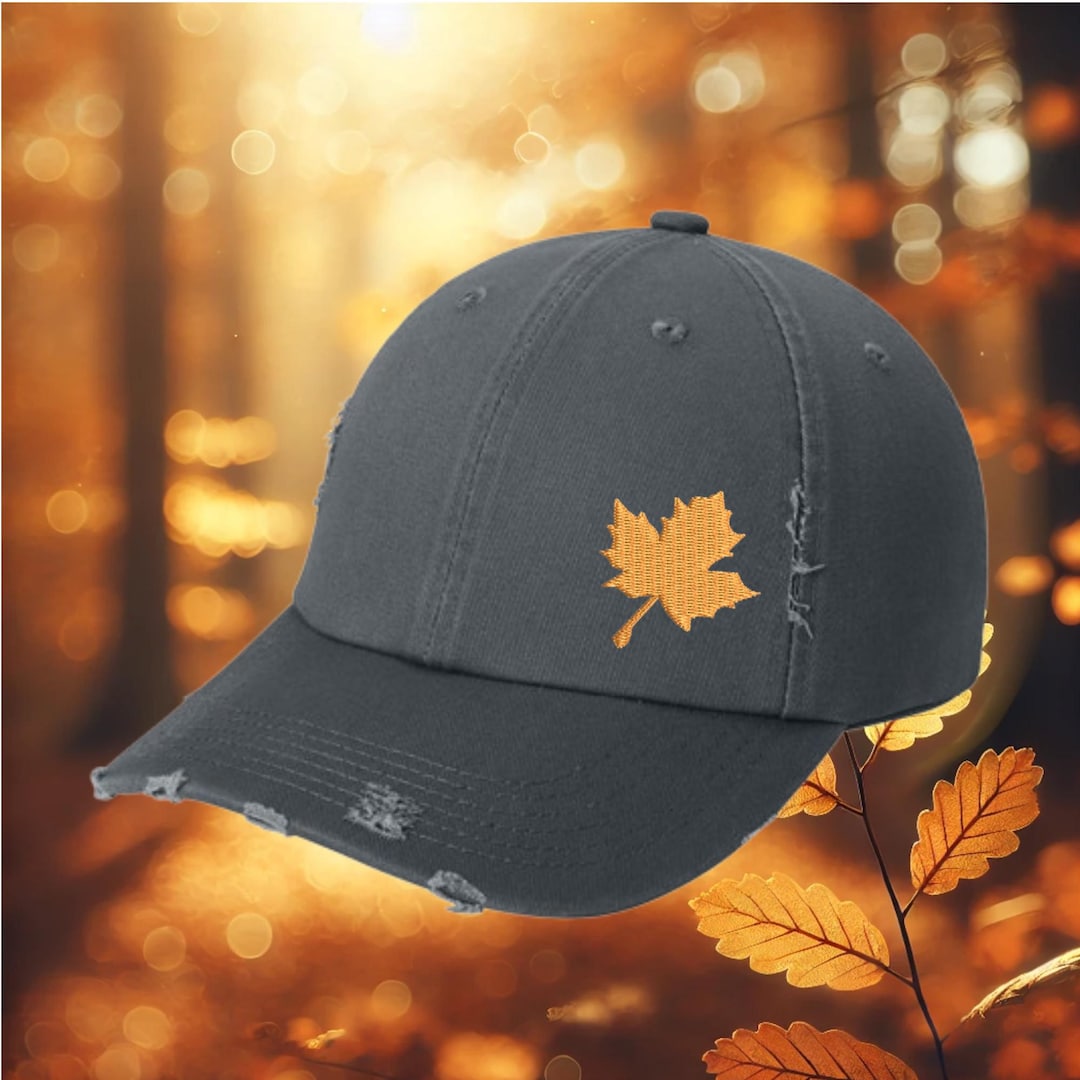 Leaf Hat, Distressed Baseball Cap, Autumn Cap, Nature Lover’s Fall Cap ...