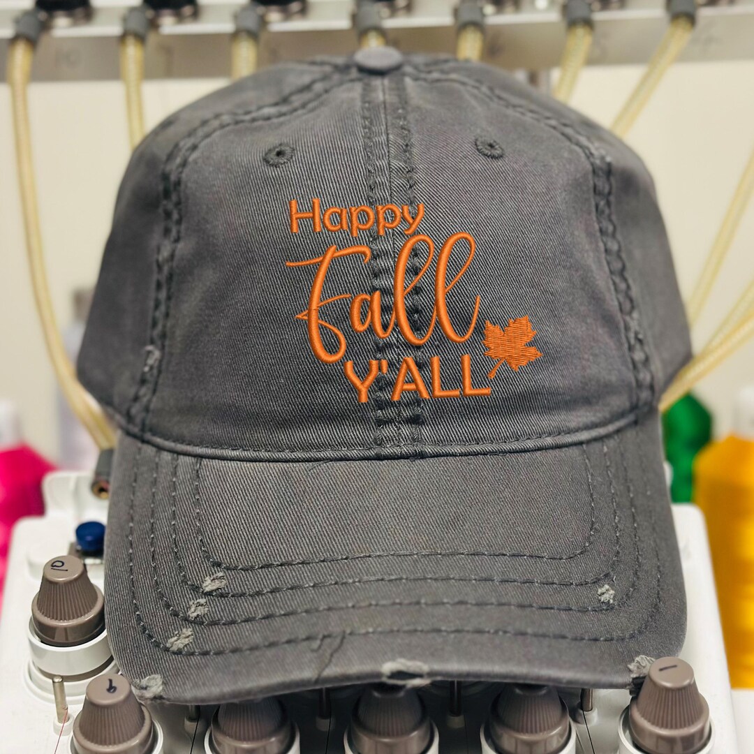 Happy Fall Y'all Hat: Embroidered Distressed Cotton Cap - Etsy