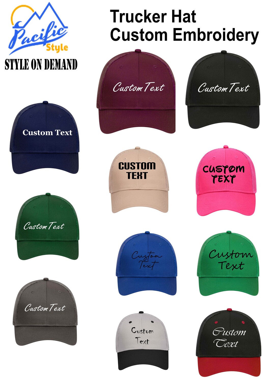 Custom Trucker Hat, Personalized Trucker Hat, Custom Text Trucker Hat ...