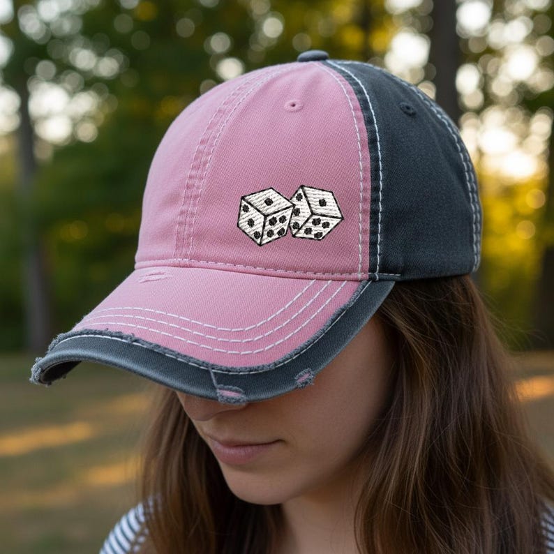Dice Hat: Embroidered Distressed Dad Hat Casino Gift Cap - Etsy