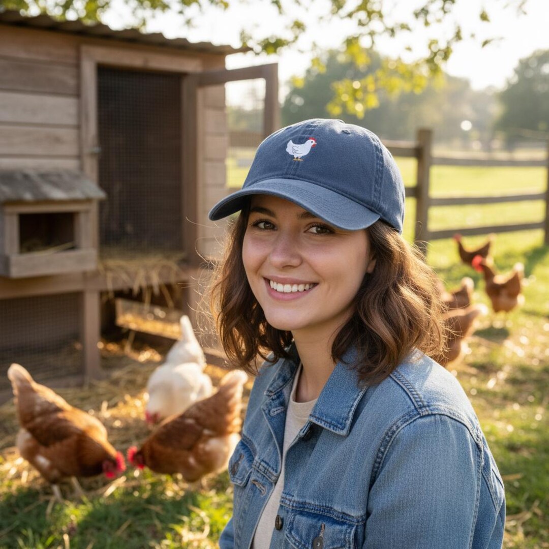 Embroidered Chicken Hat: Farm Animal Cotton Cap - Etsy