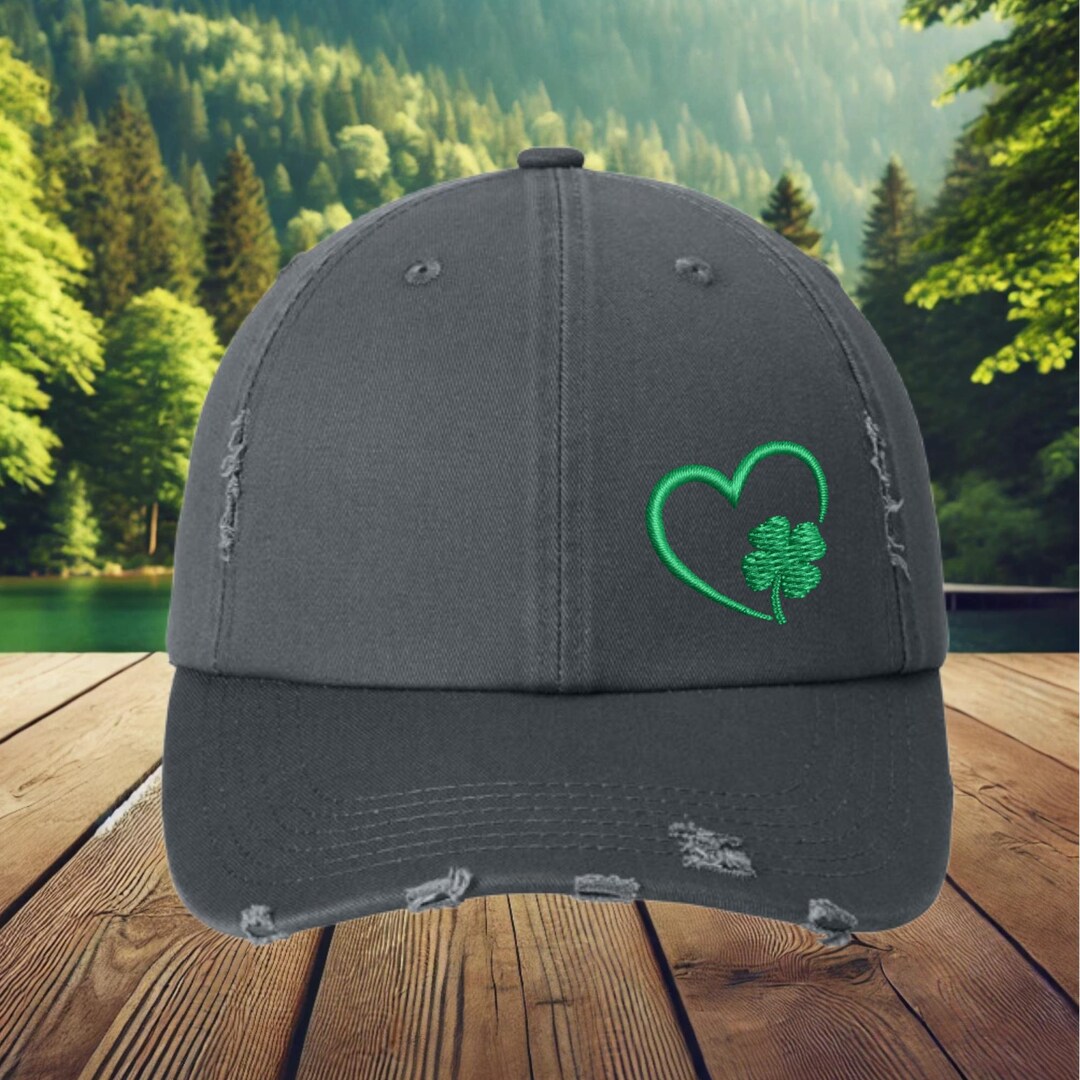Shamrock Heart Hat, Shamrock Distressed Hat, Shamrock Hat, St. Patrick ...
