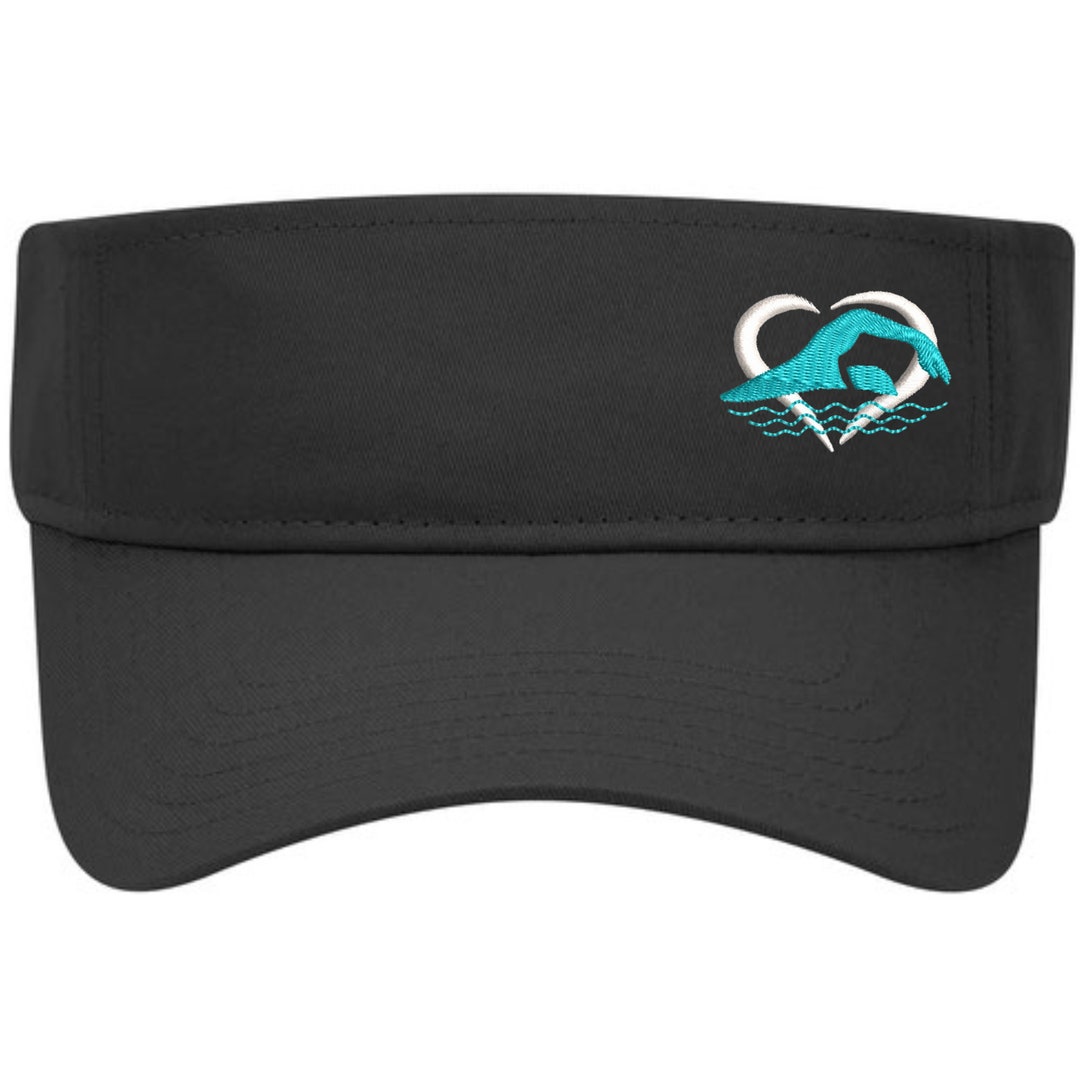Swim Heart Visor, Embroidered Swimming Cap - Etsy