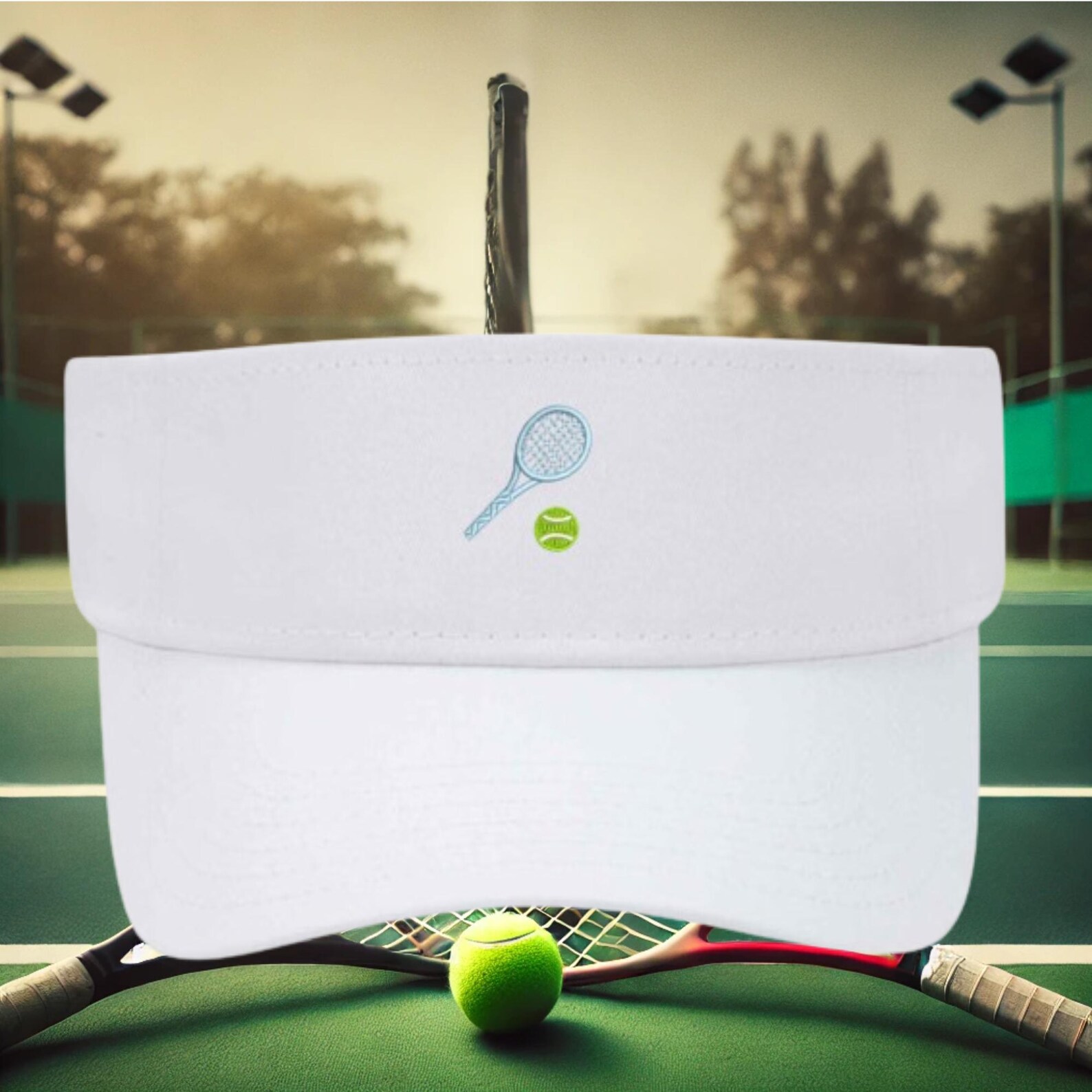 Tennis Racket and Ball Visor, Embroidered Sports Cap - Etsy