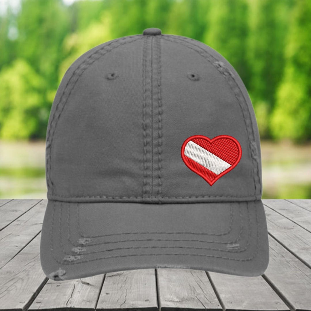 Scuba Diving Heart Hat, Diving Flag Hat, Scuba Gift, Snorkeling Hat ...