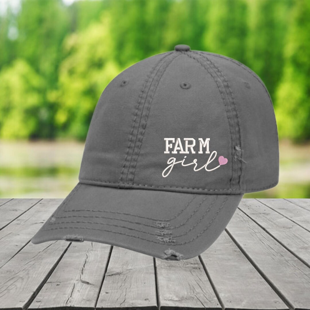 Farm Girl Hat: Embroidered Distressed Cotton Cap - Etsy
