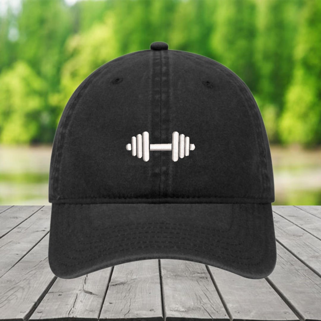 Dumbbell Hat: Washed Cotton Gym Workout Cap - Etsy