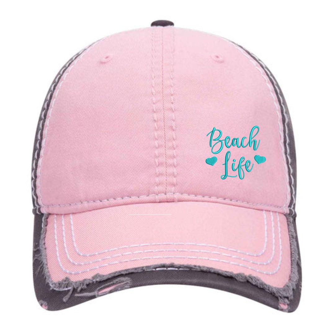 Beach Life Hat, Beach Hat, Distressed Hat, Beach Trip Hat, Beach ...