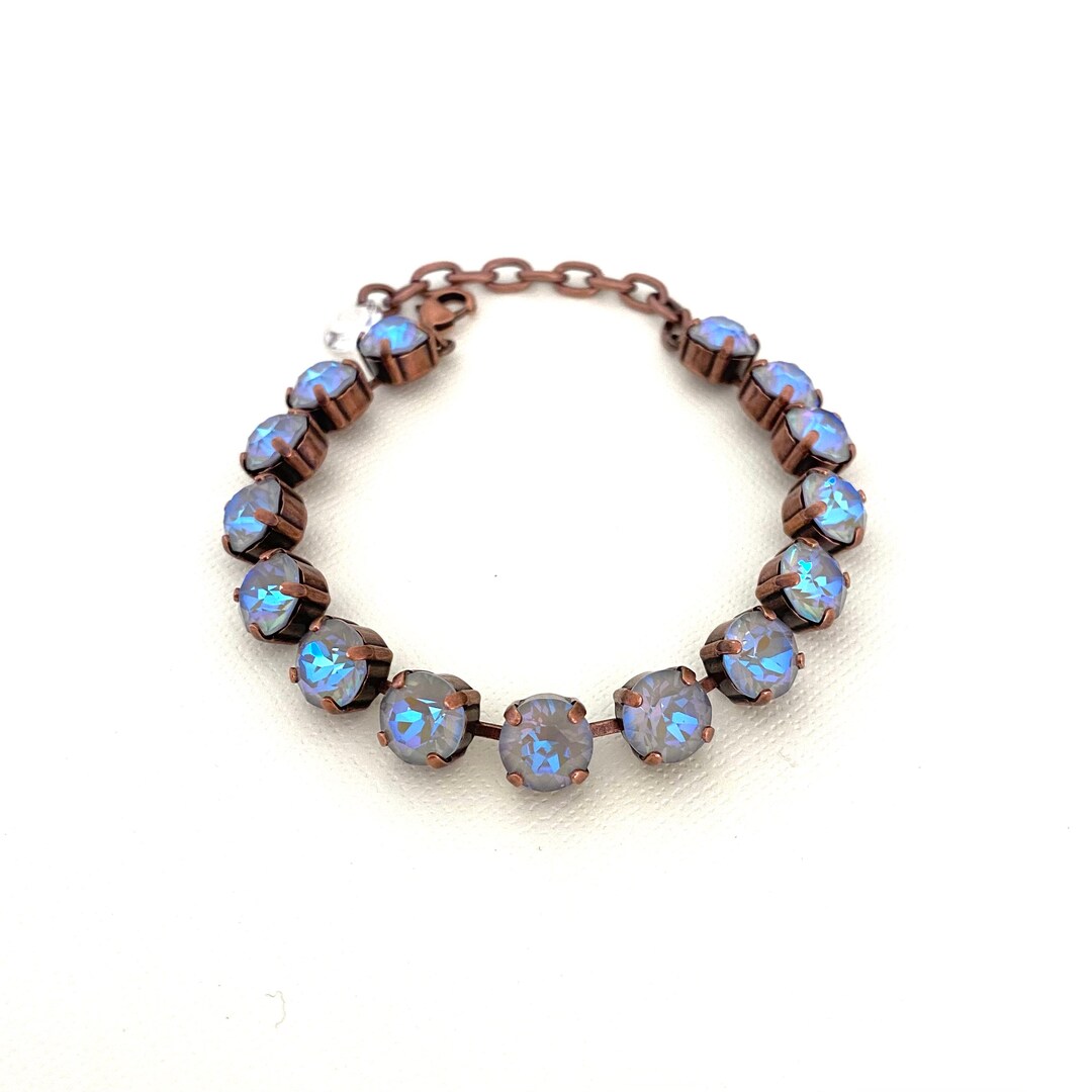 New Serene Gray Delite 8mm Bracelet / Antique Copper Setting / Grey ...