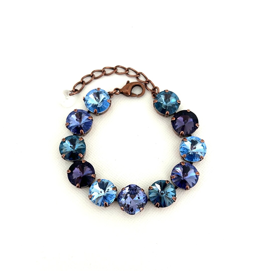 Midnight Blue Crystal 12mm Austrian Crystal Cushion Cut and Round ...