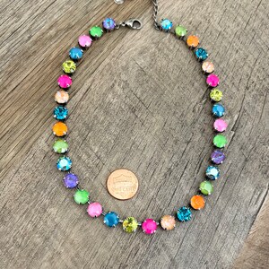 Spring Sparkle 8mm Crystal Color Splash Necklace / Antique Silver ...