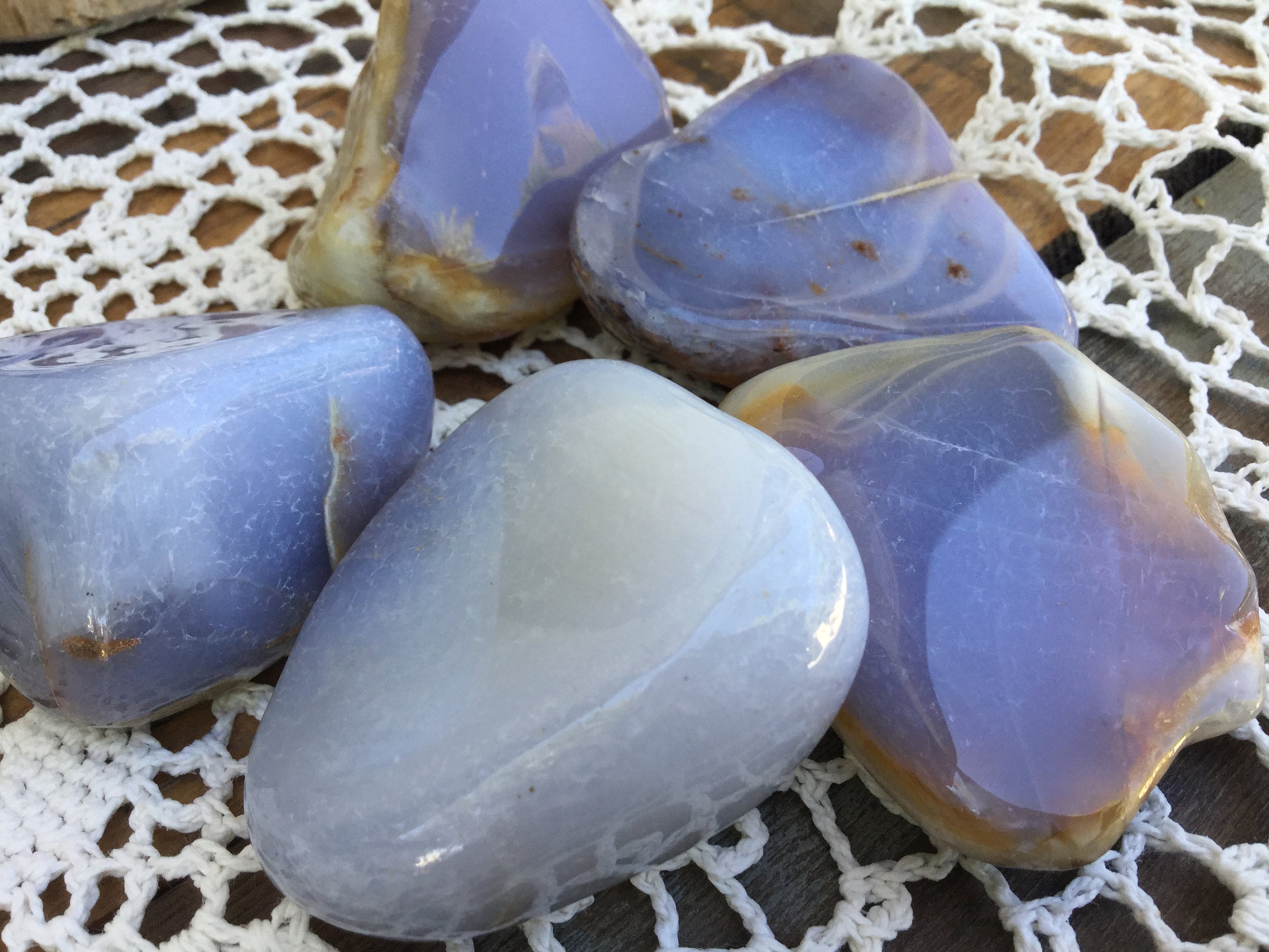Beautifully Polished Blue Chalcedony Agate Palm Stone all 5 | Etsy