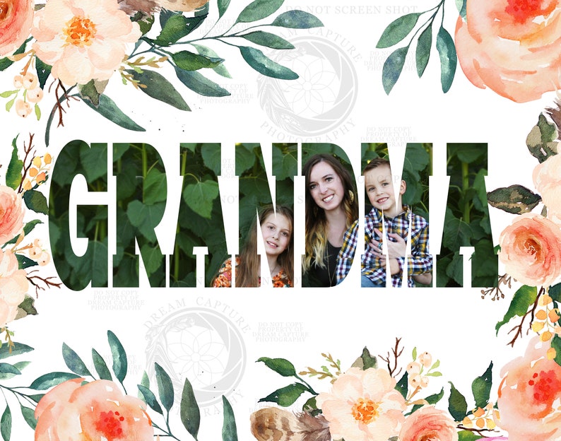 Grand Mother's Day Digital Photoshop Template - GRANDMA - Floral ...