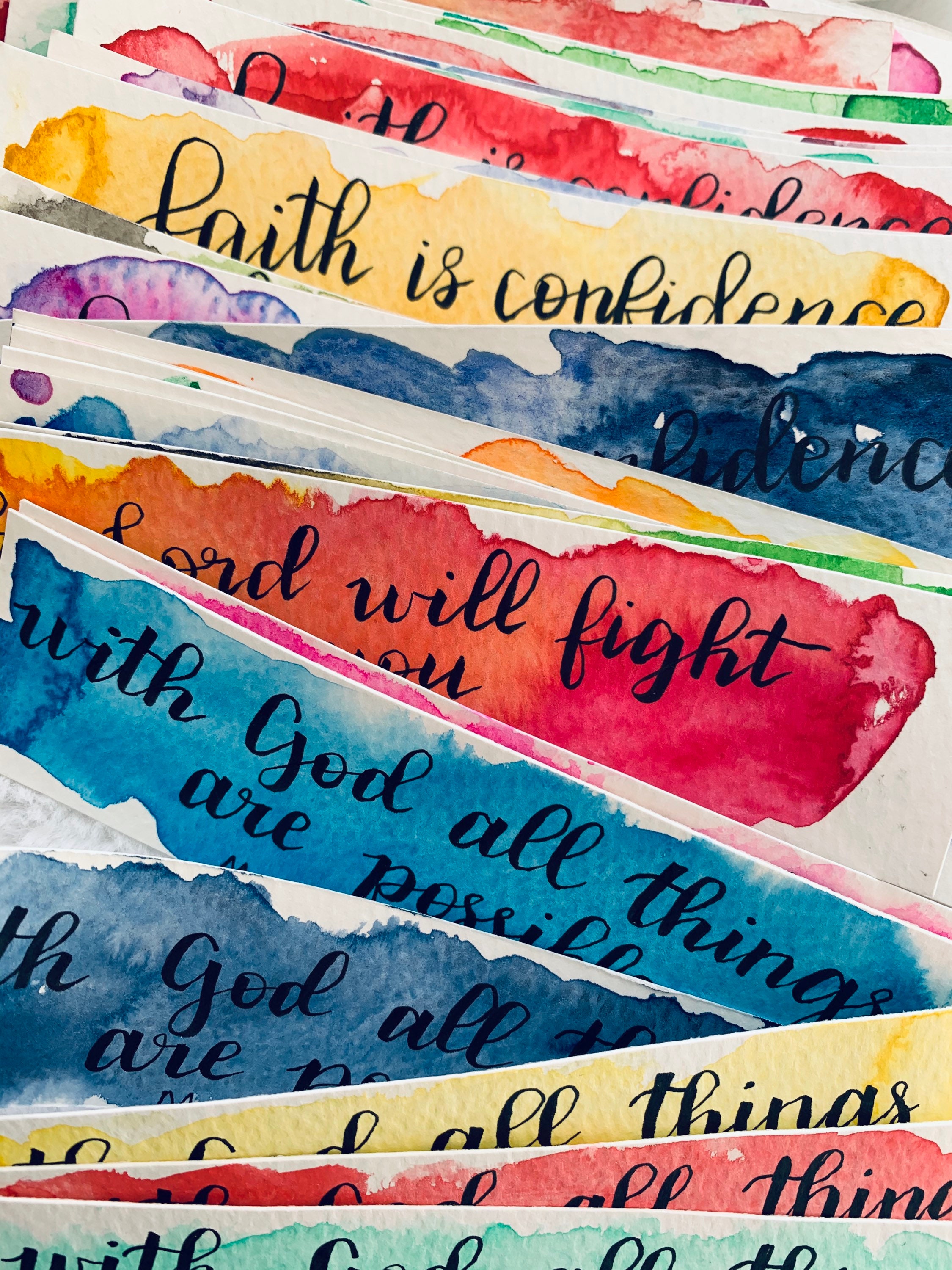 Bible Verse Watercolor Bookmarks Five Different Verses | Etsy