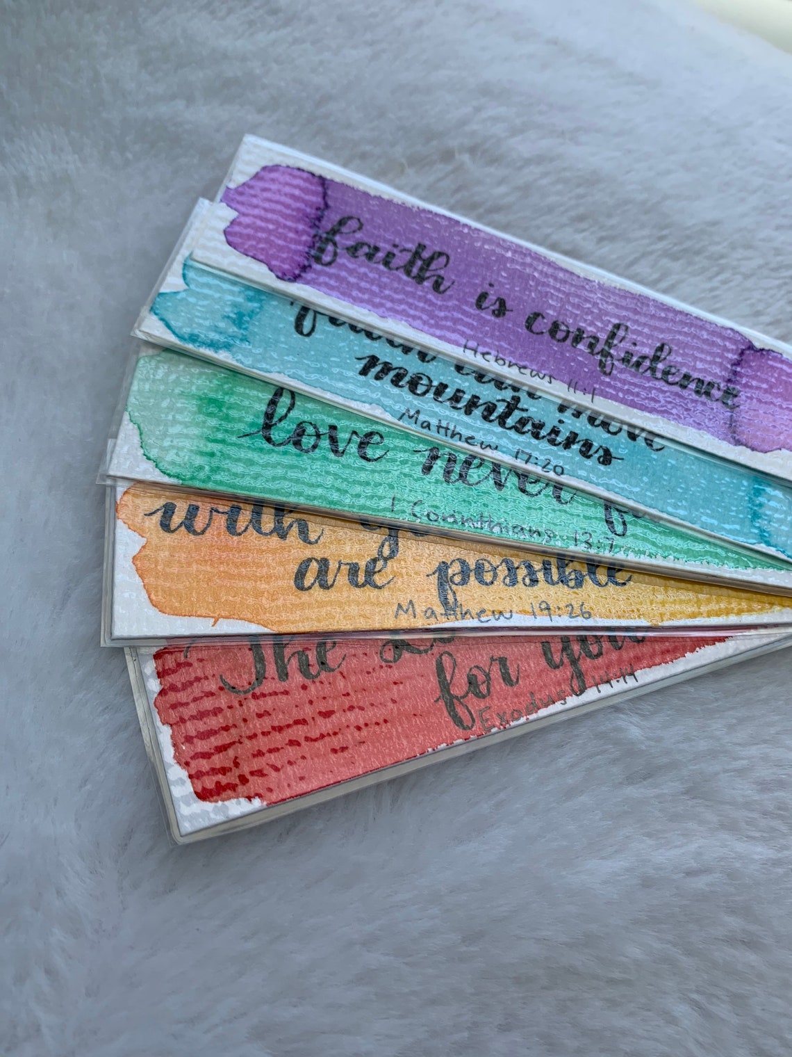 Bible Verse Watercolor Bookmarks Five Different Verses Assorted Colors ...
