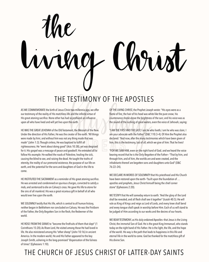 The Living Christ Print, Instant Download, LDS Print - Etsy