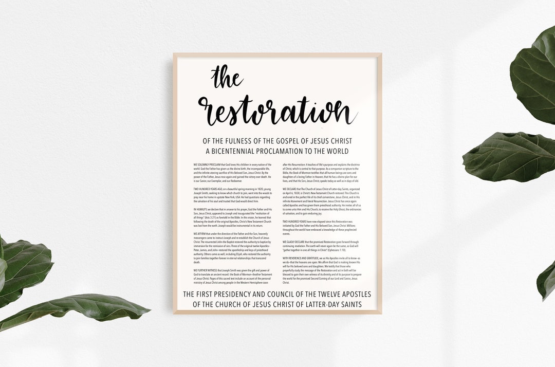 The Restoration Proclamation Print, Instant Download, LDS Print - Etsy