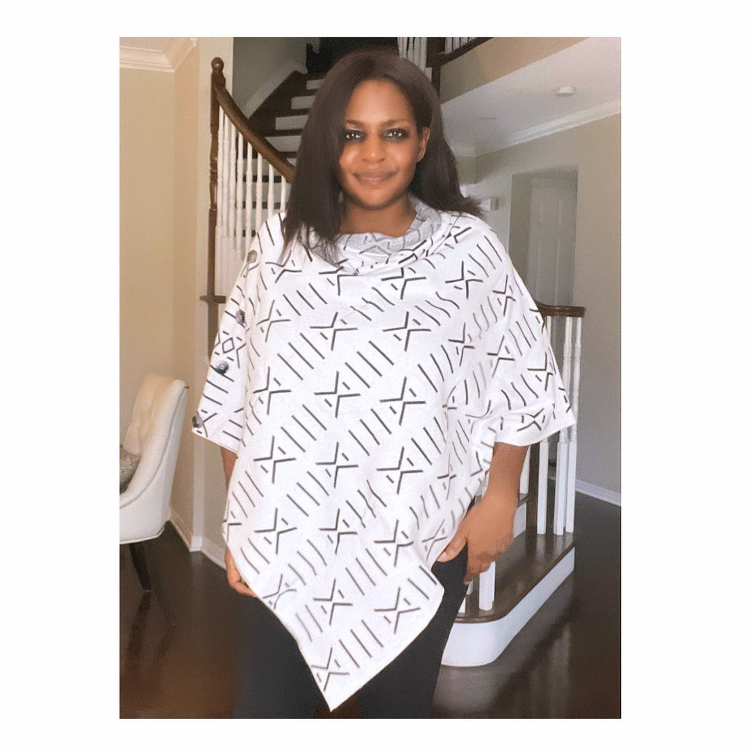 Mud Cloth Print Poncho/ Bogolan Print Poncho/ Afro-centric Poncho ...