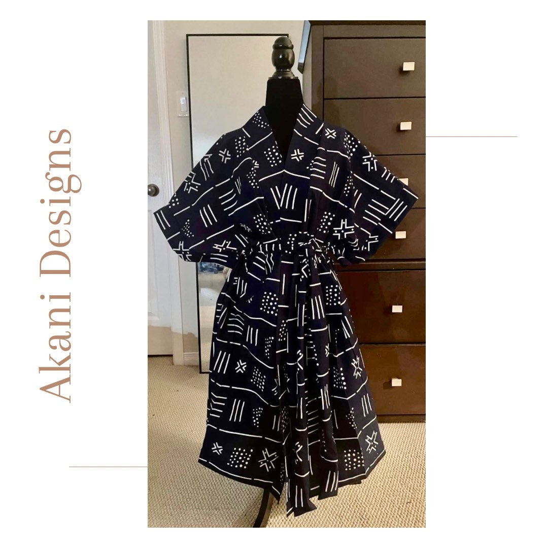 Navy Blue African Duster/ African Print Duster/ African Outfit for ...