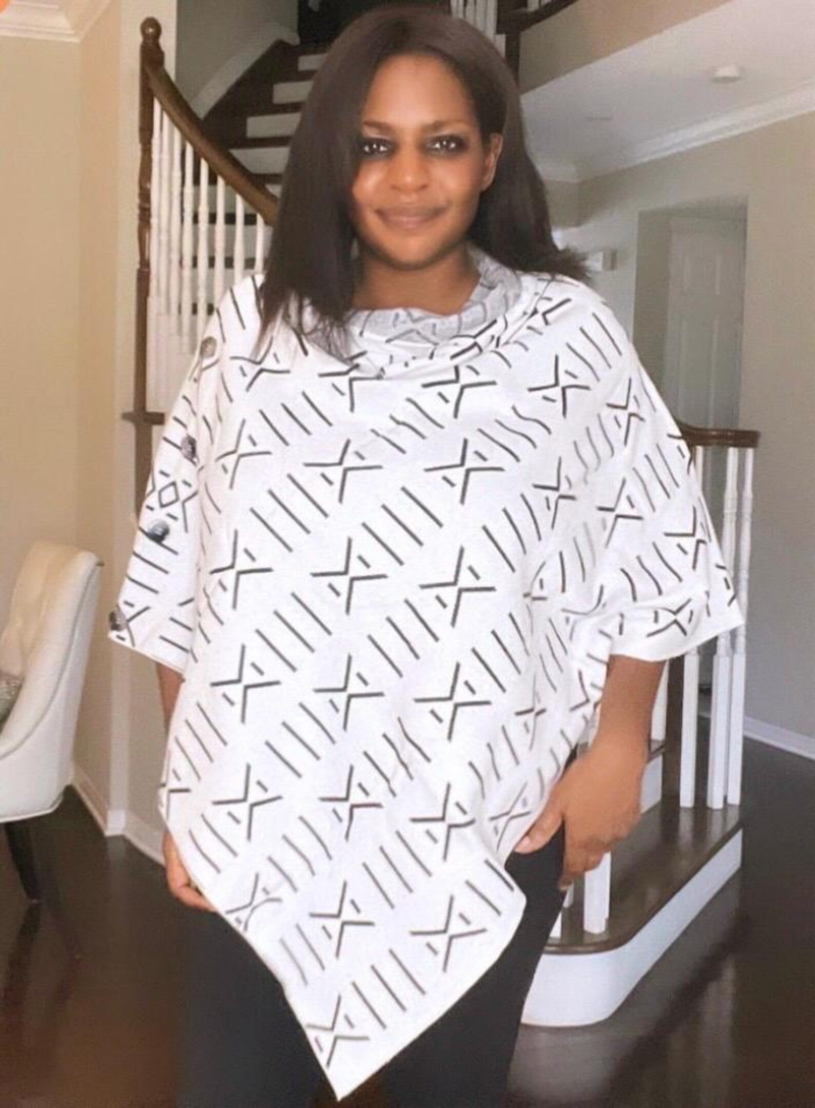 Knitted Mud Cloth Print Capes/ Bogolan Print Poncho/ Afro-centric ...