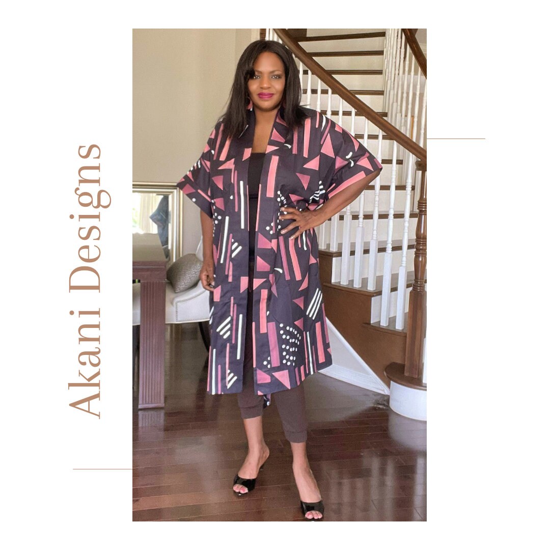 Oversized Ankara Kimono/african Dress/ Brown & Black Mudcloth Print ...