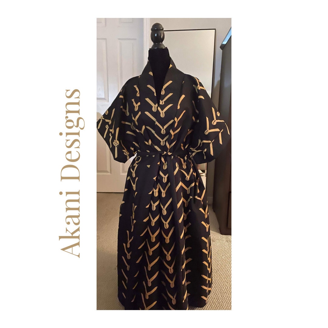 Oversized Ankara Kimono/african Dress/ Black Bogolan Duster/ African Print Kimono/ African ...